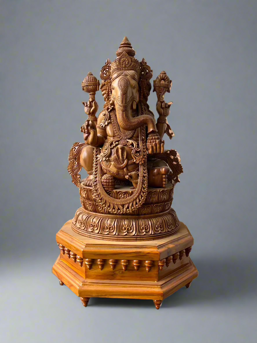 Sandalwood Large Ganesha Masterpiece – Malji Arts India : CRAFTS OF INDIA