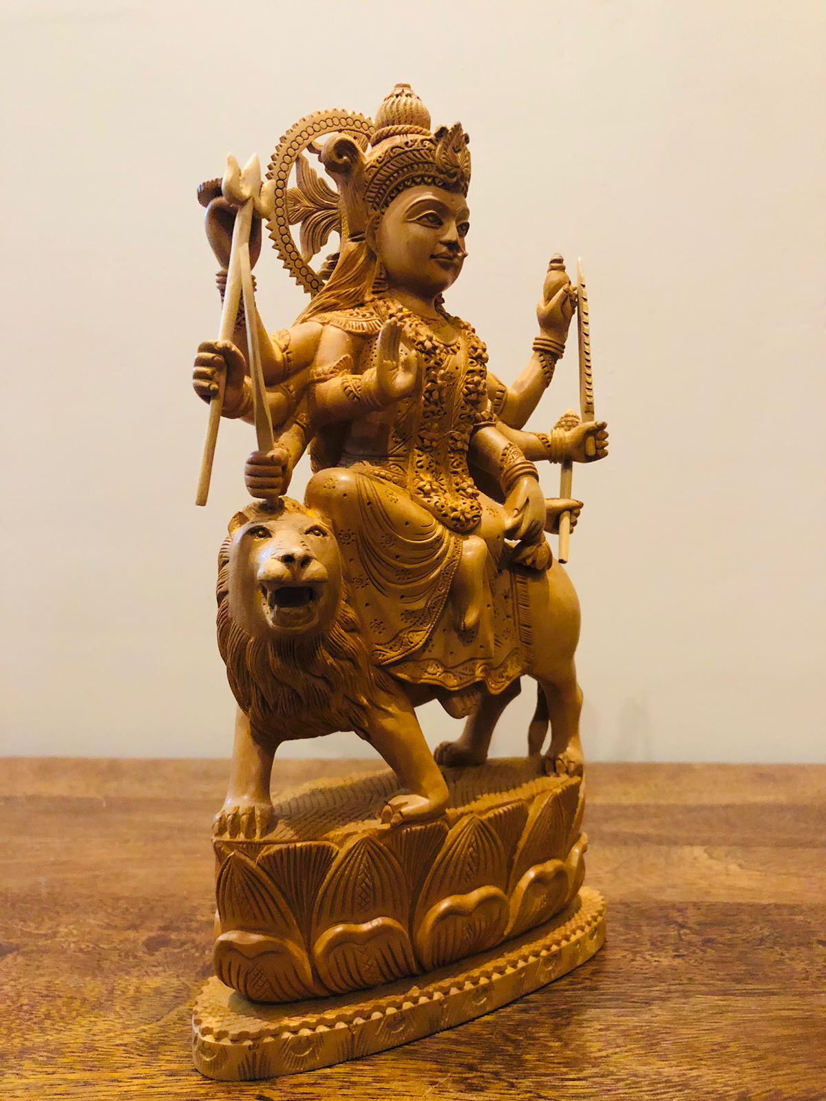 wooden Carved Durga Statue – Malji Arts India : CRAFTS OF INDIA